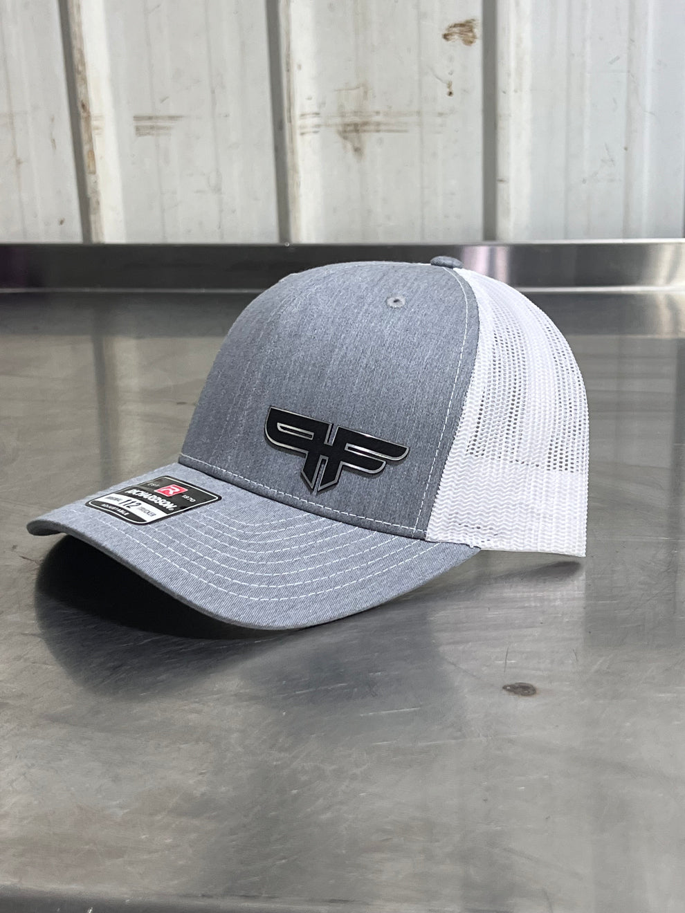 Grey/White Curved Hat – Phillips Fab LLC